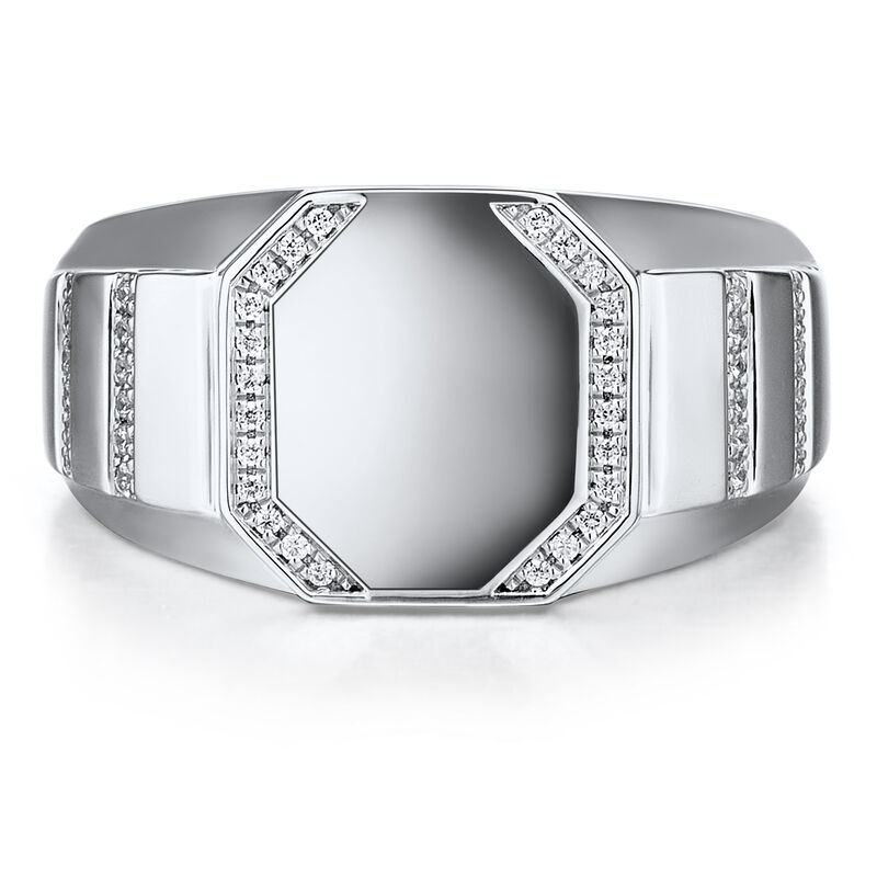 Men’s Diamond Signet Ring in Sterling Silver