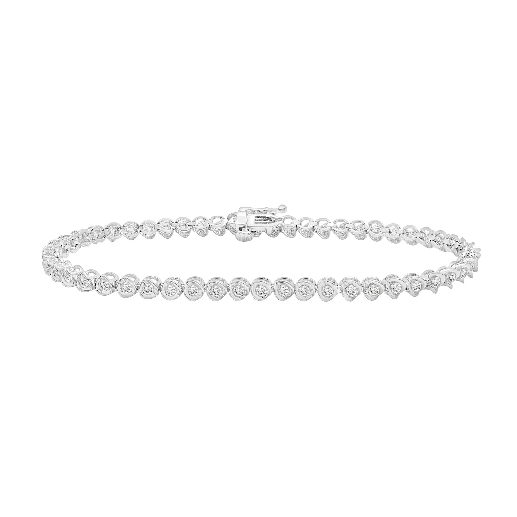 Diamond Nick-Set Bracelet in 10K White Gold (1 ct. tw.)