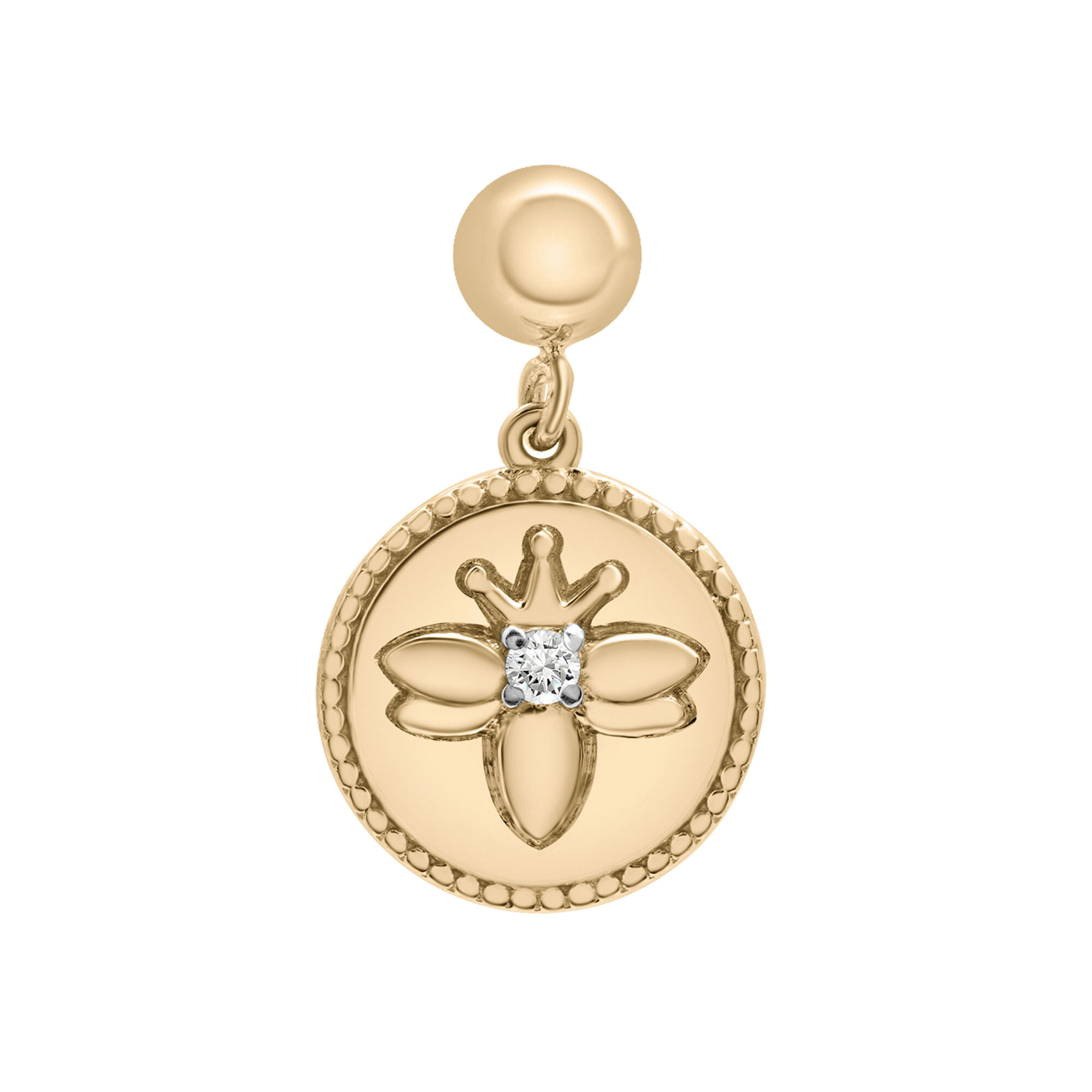 Helzberg Amulet Charms Diamond Accent Bee Disc Bead Charm