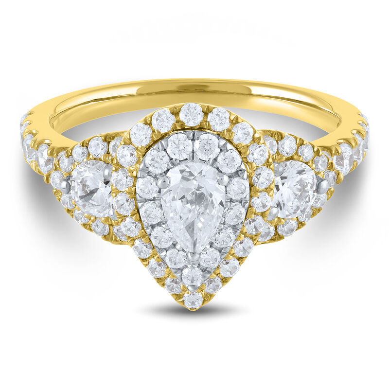 Pear Shaped Double Halo Engagement Rings