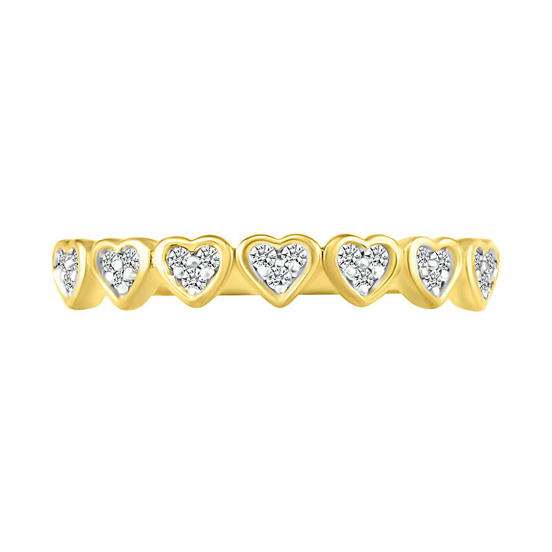 Heart-Shaped Diamond Band in 10K Yellow Gold