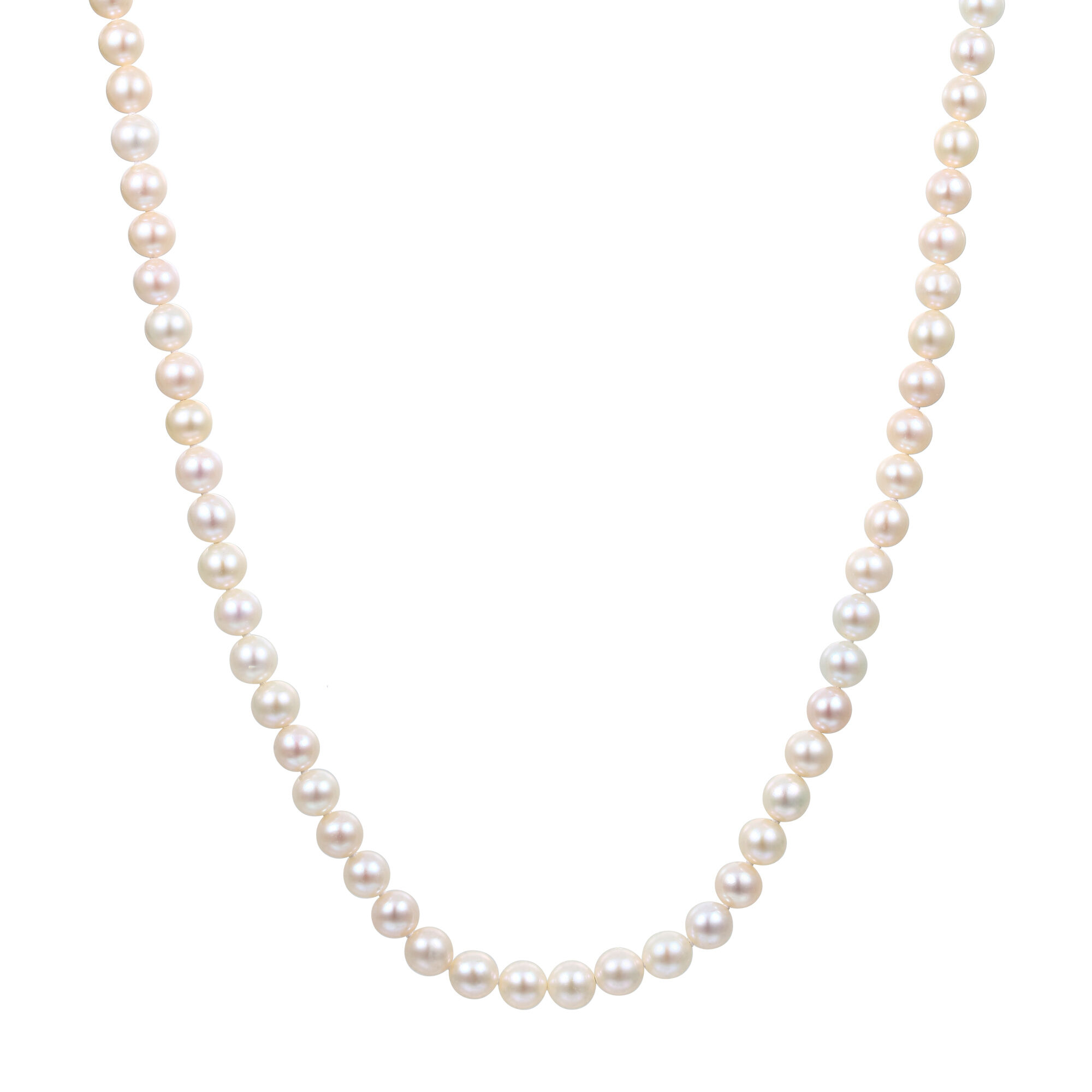 White Freshwater Cultured Pearl Strand Necklace in Sterling Silver, 8mm ...