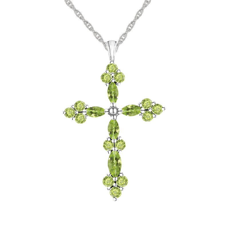 Gemstone Cross Pendant in Sterling Silver