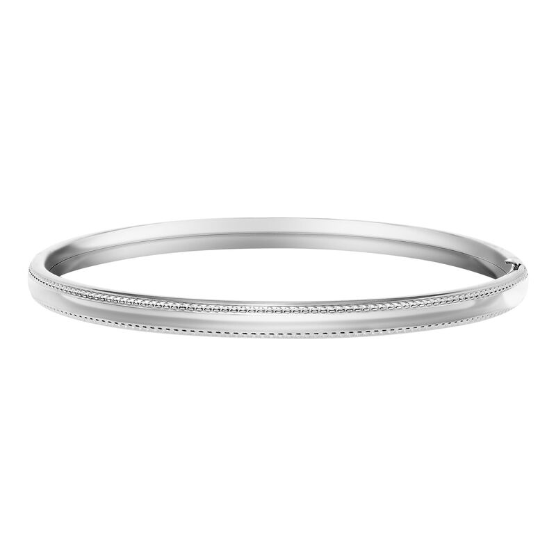 Bead-Edge Bangle Bracelet in Sterling Silver