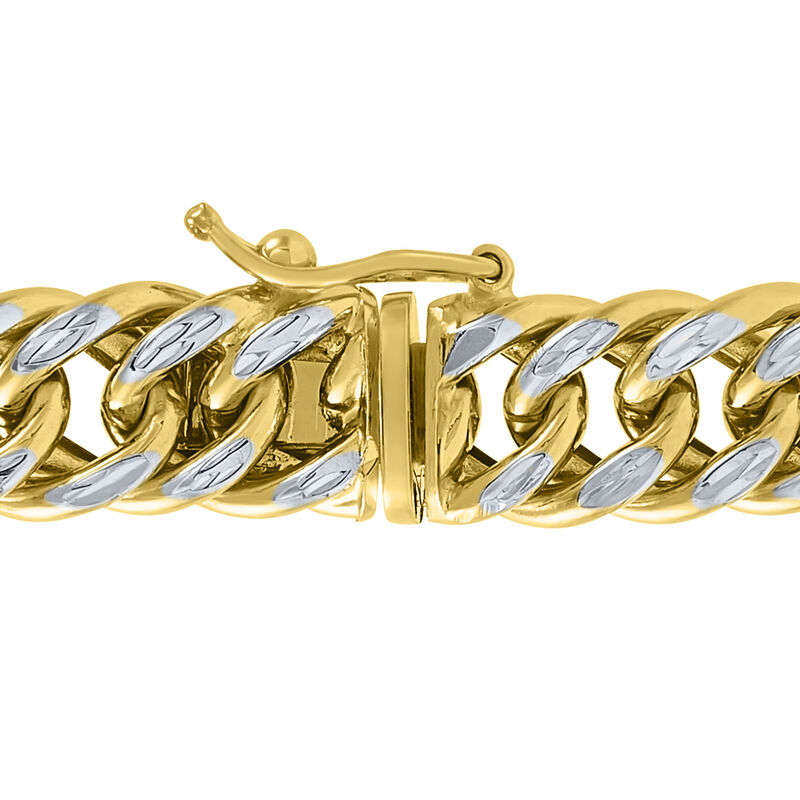 Men’s Pave Diamond-Cut Curb Chain in 14K Yellow Gold
