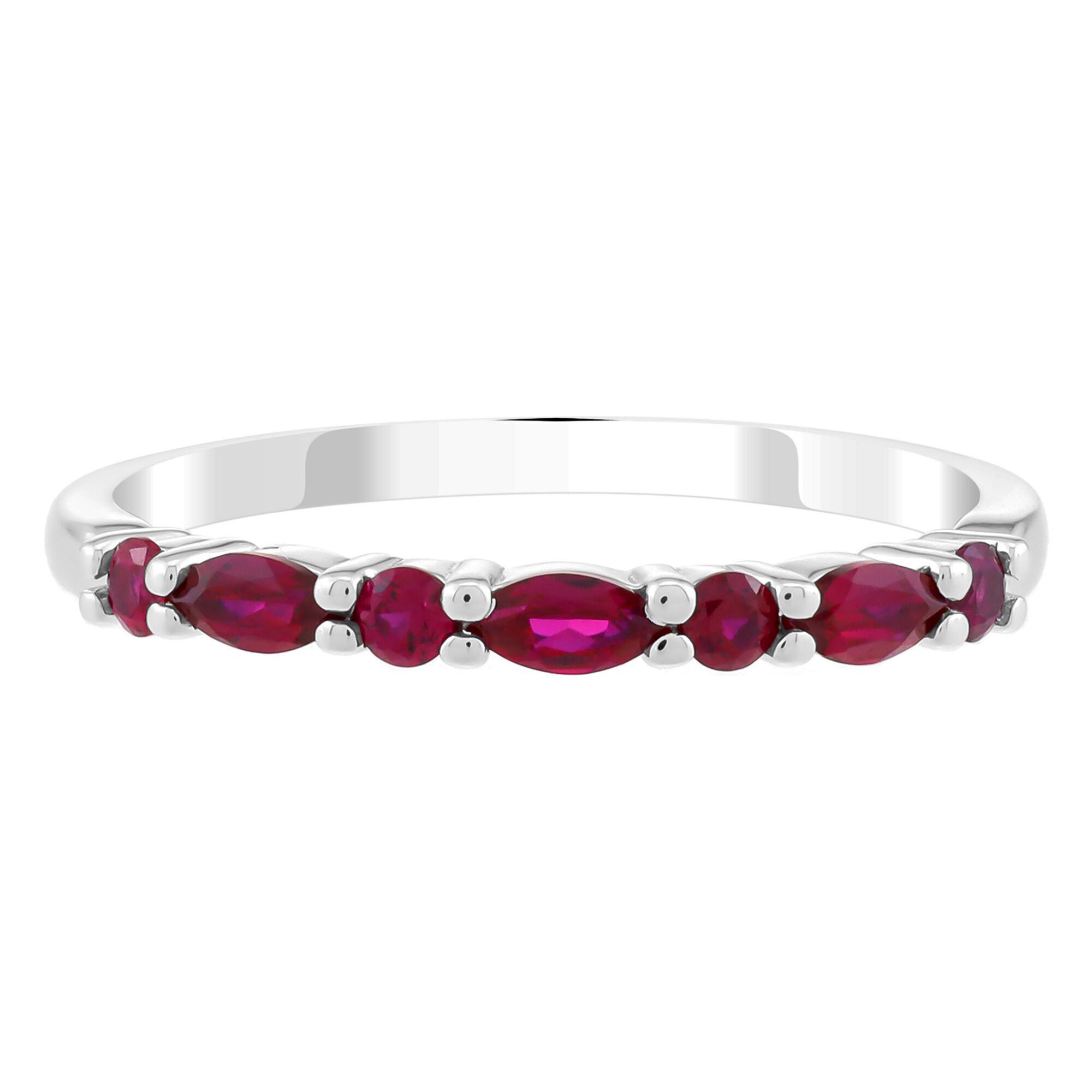 Lab-Created Gemstone Stack Ring in Sterling Silver