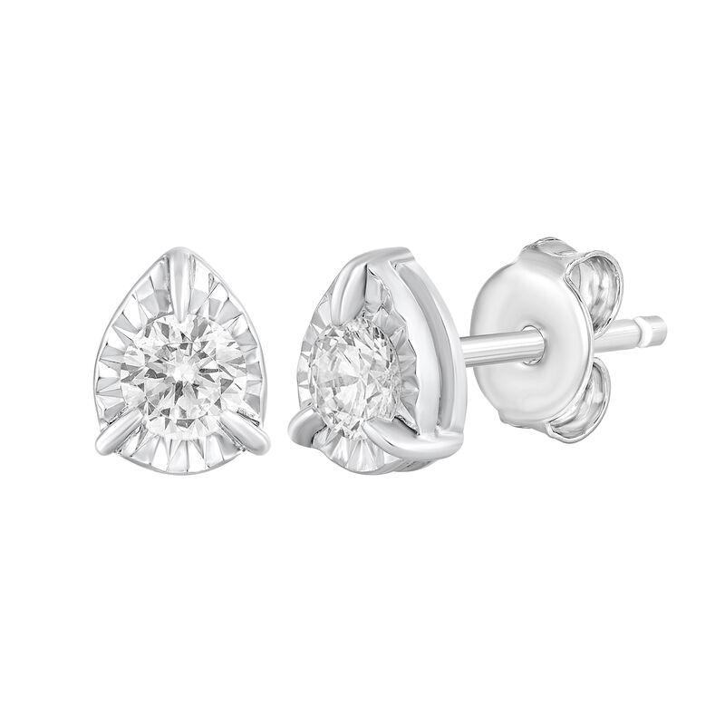 Diamond Pear-Shaped Stud Earrings in 10K White Gold