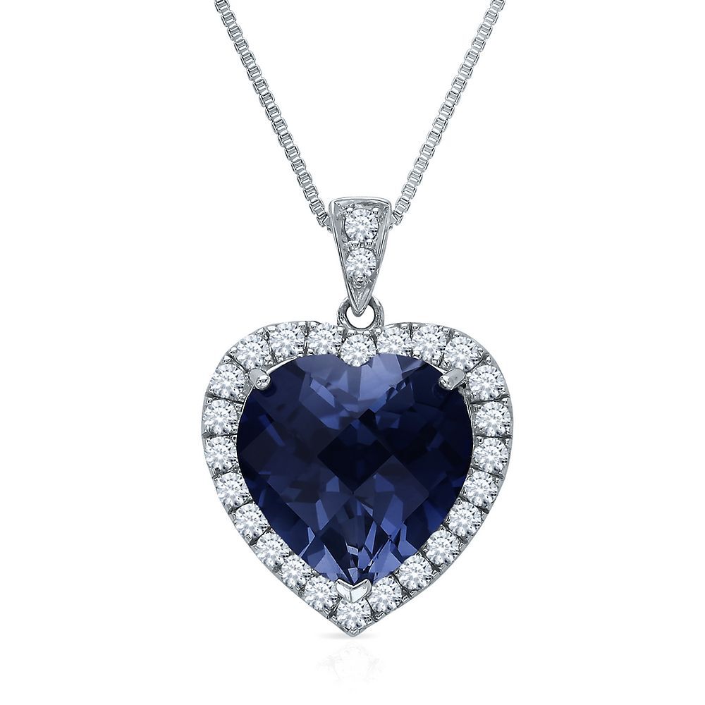 Blue Diamond Open Heart Necklace
