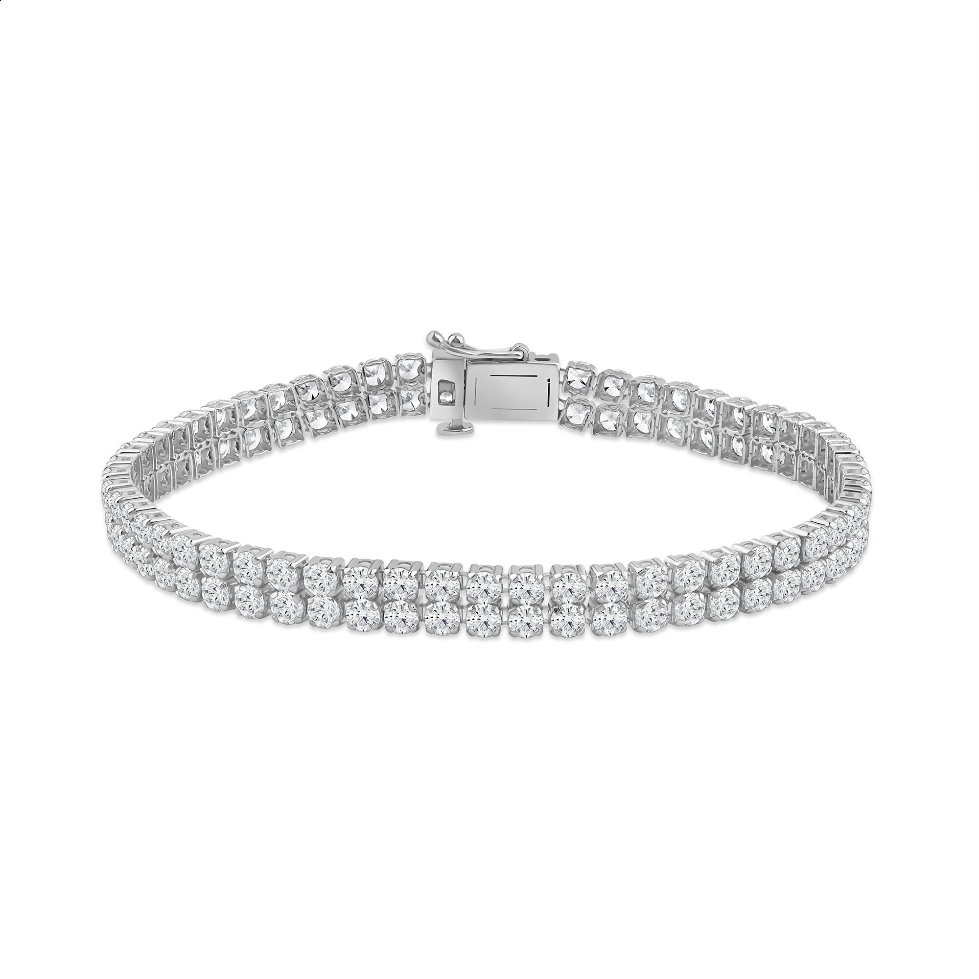 Lab Grown Diamond Double Row Tennis Bracelet in 14K White Gold (10 ct. tw.)
