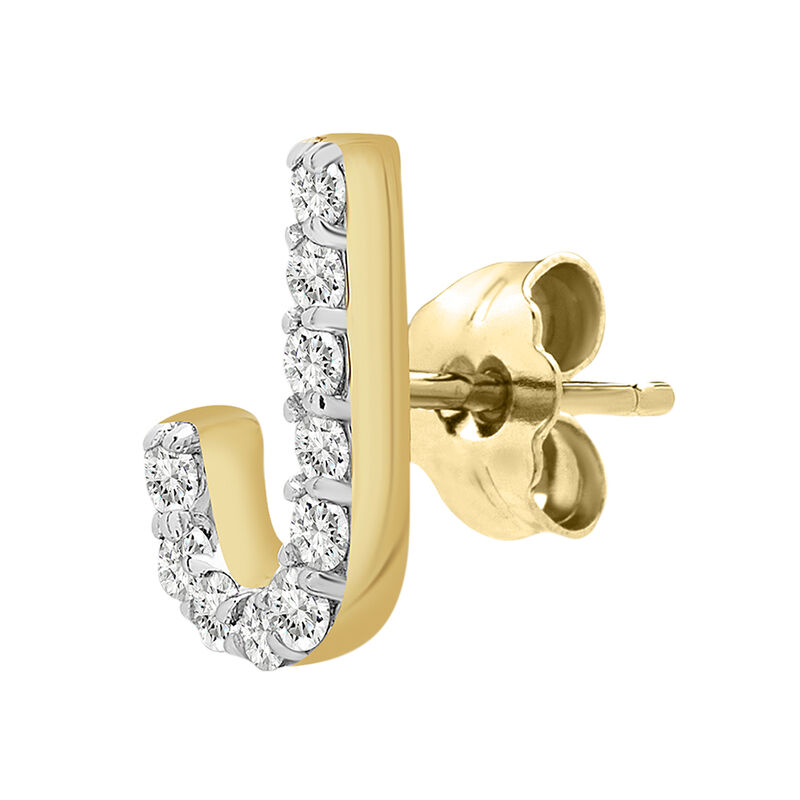 Single-Letter Stud Earring with Diamond Accents
