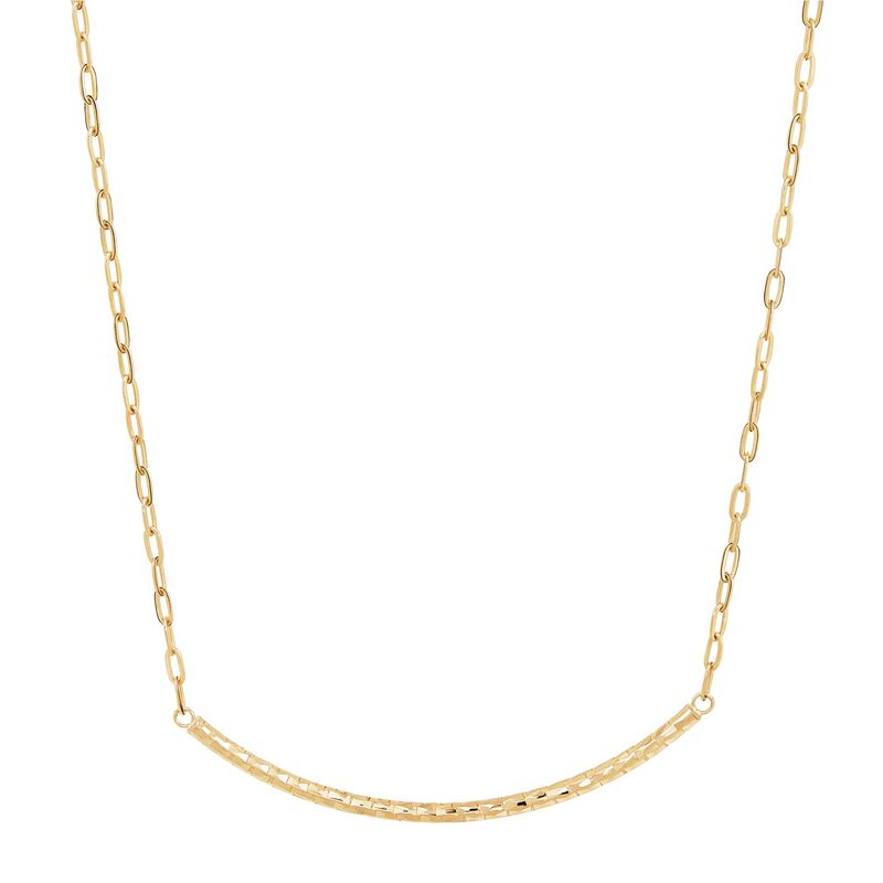 Diamond-Cut Curved Bar Paperclip Necklace in 10K Yellow Gold