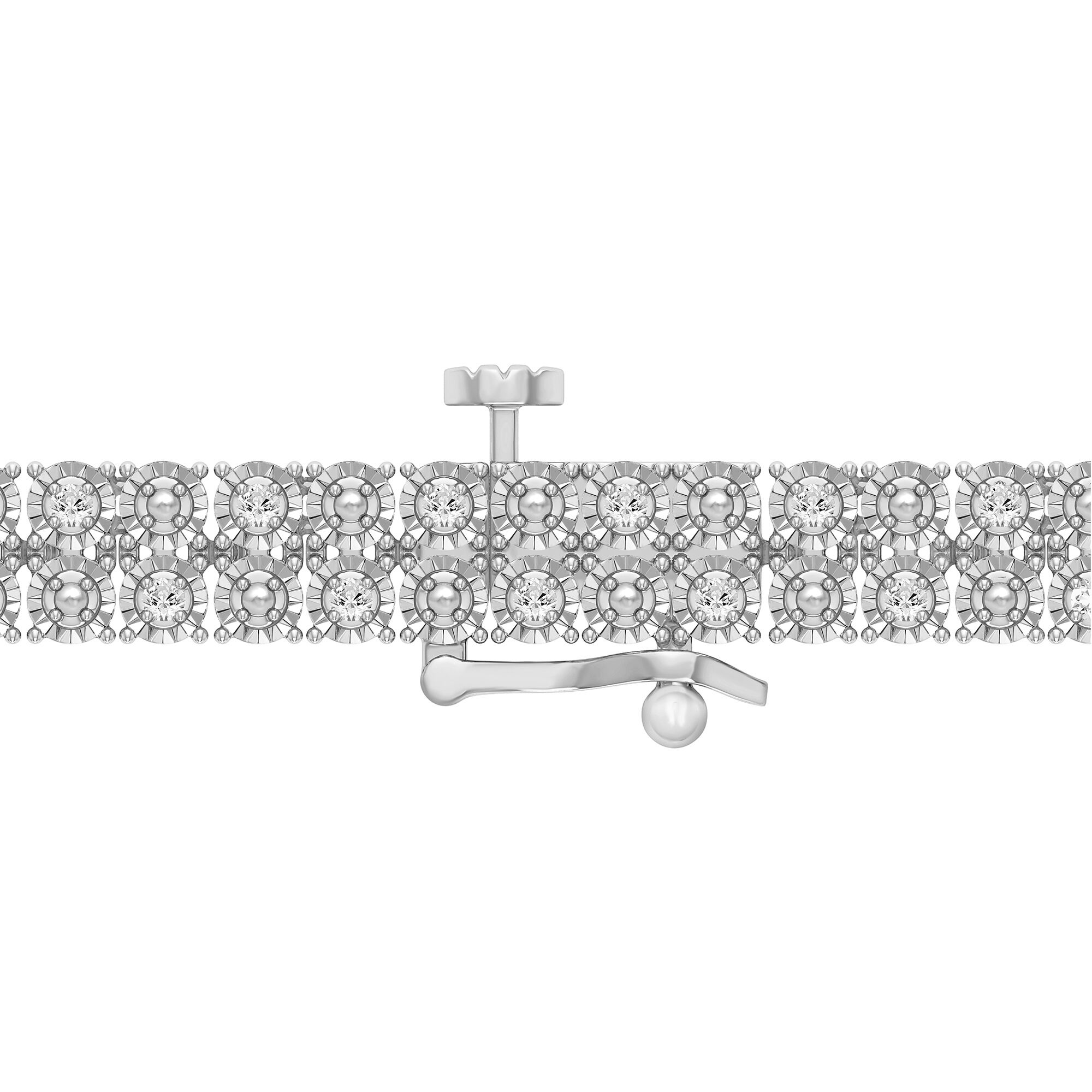 Double Row Diamond Tennis Necklace, Sterling Silver (1 ct.)