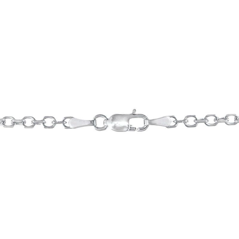 Solid Diamond Cut Cable Chain in 14K White Gold