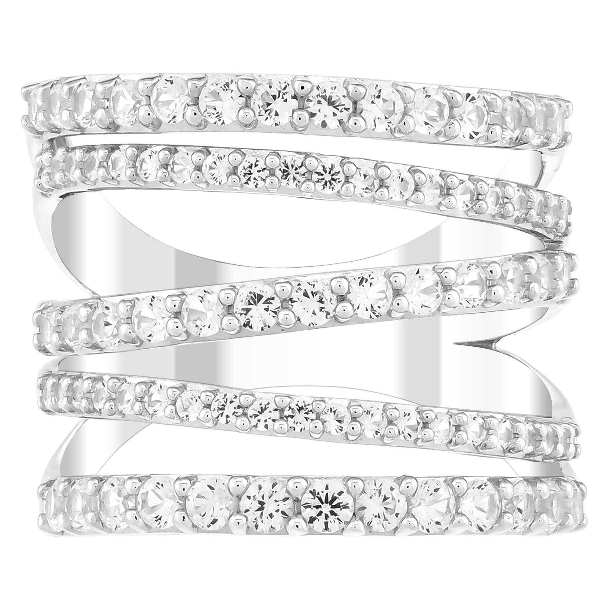 Lab-Created White Sapphire Wrap Band in Sterling Silver