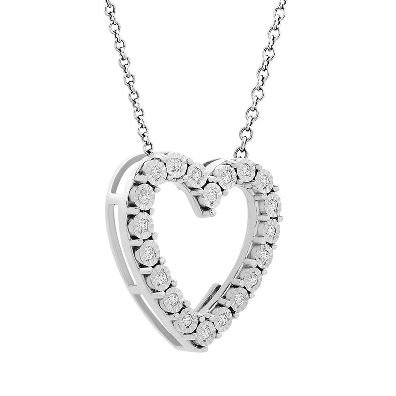 Diamond Open Heart Pendant in Sterling Silver
