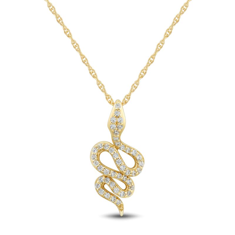Diamond Snake Pendant in 10K Yellow Gold (1/10 ct. tw.)
