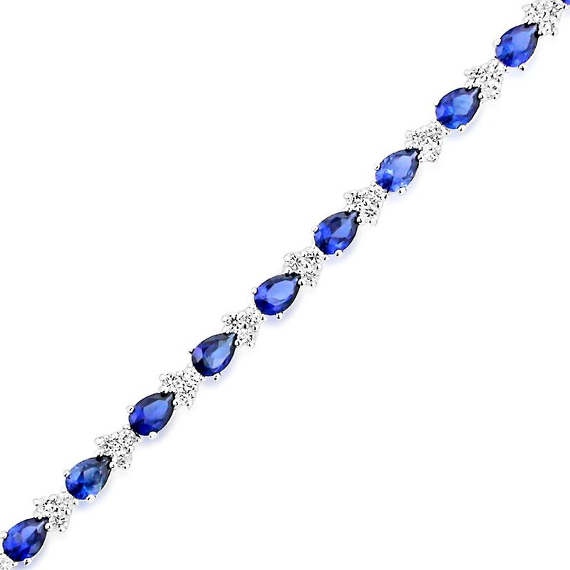 Lab Created Blue & White Sapphire Bracelet in Sterling Silver ...