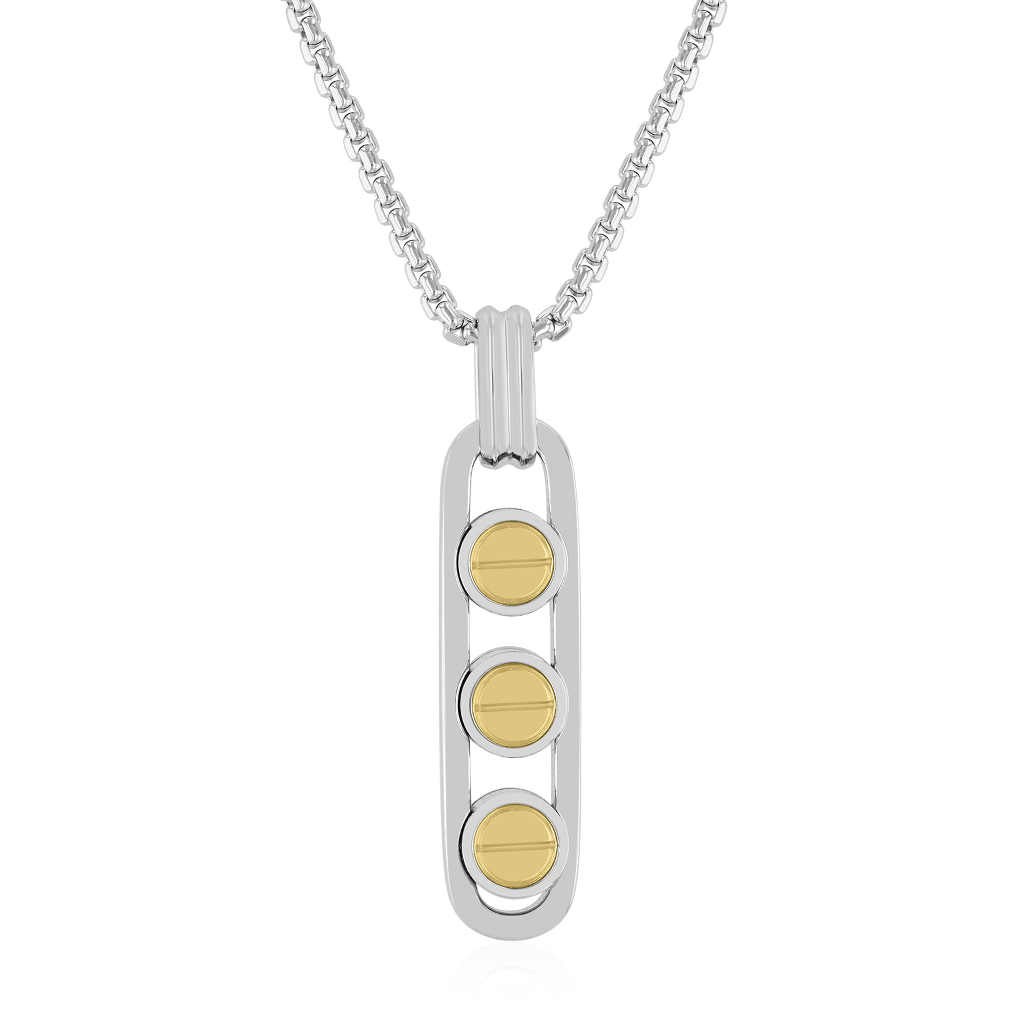 Wilkes & Forge Men's Rivet Stick Pendant in Sterling Silver and Vermeil