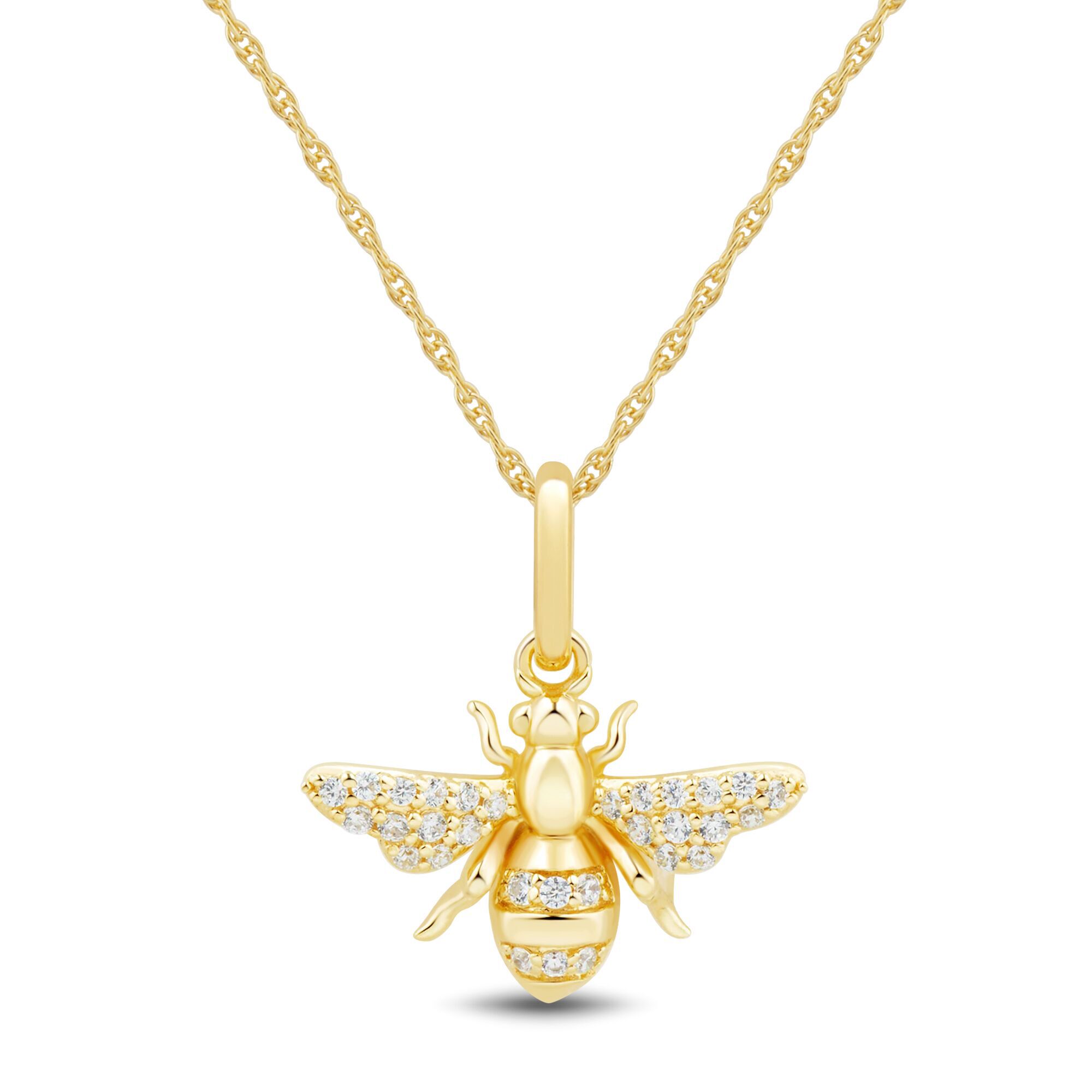 Diamond Bee Pendant in 10K Yellow Gold (1/10 ct. tw.)