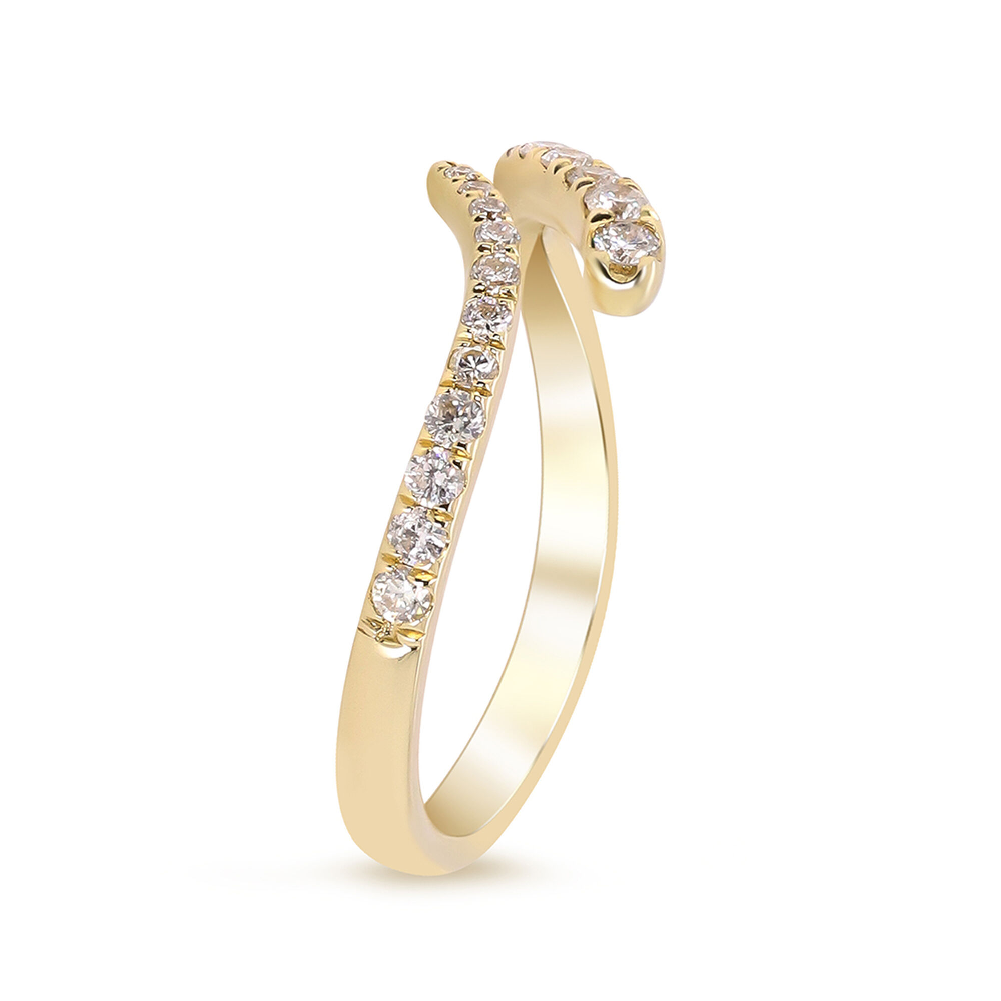 Open Bypass Ring with Diamonds in 10K Yellow Gold