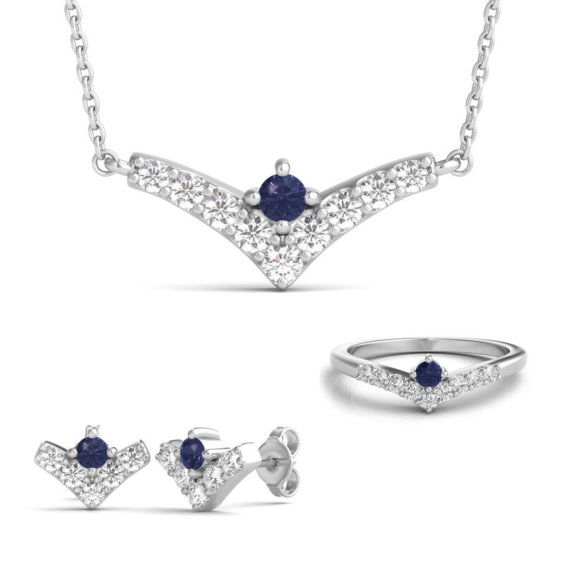 Lab Grown Diamond and Lab-Created Blue Sapphire Chevron Bundle in ...