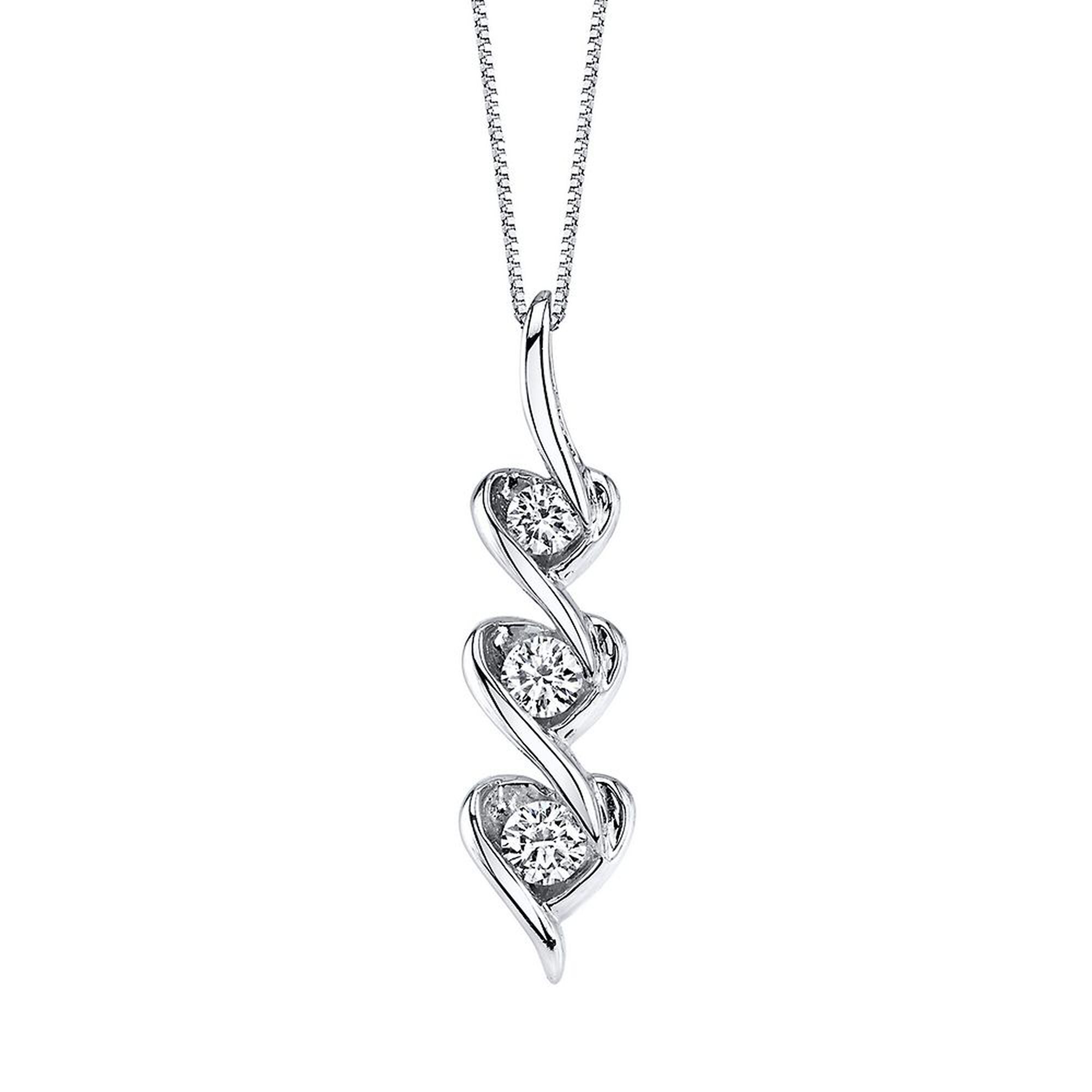 Sirena® 1/3 ct. tw. Diamond Three-Stone Heart Pendant in 14K White Gold ...
