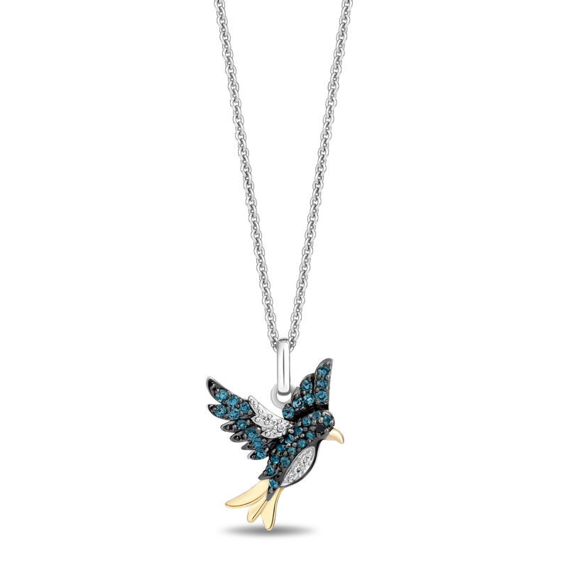 Enchanted Disney® Cinderella Blue Topaz Bluebird Pendant with White and ...