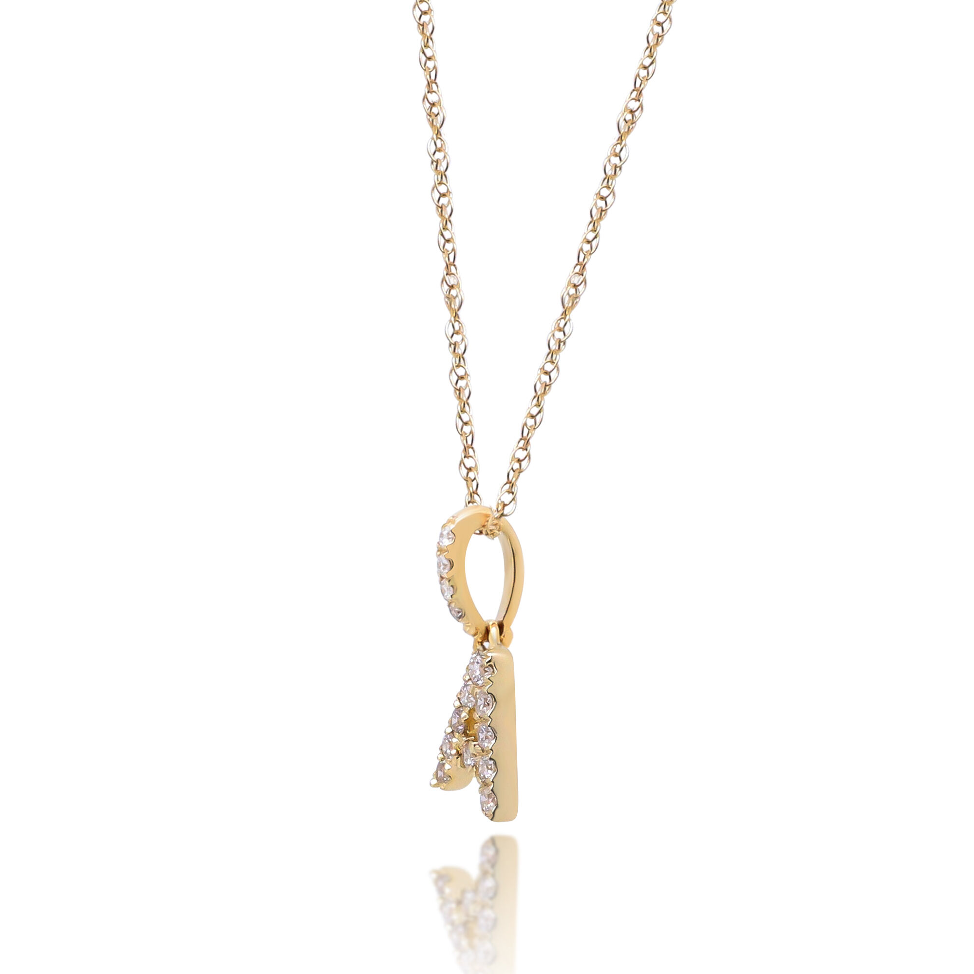 Diamond Initial Pendant in 10K Yellow Gold
