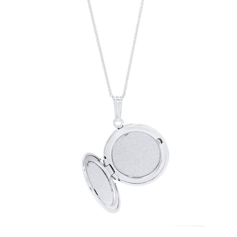 Round Locket with Floral Scroll Detail in Sterling Silver