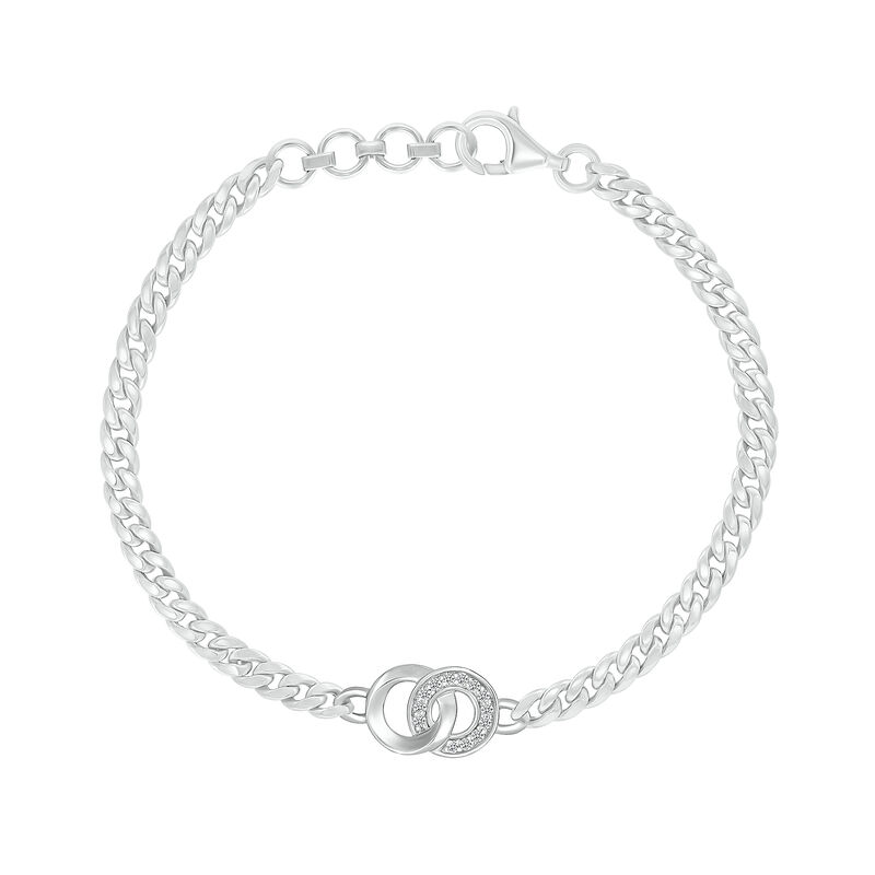 Diamond Connection Chain Link Bracelet in Sterling Silver (1/10 ct. tw.)