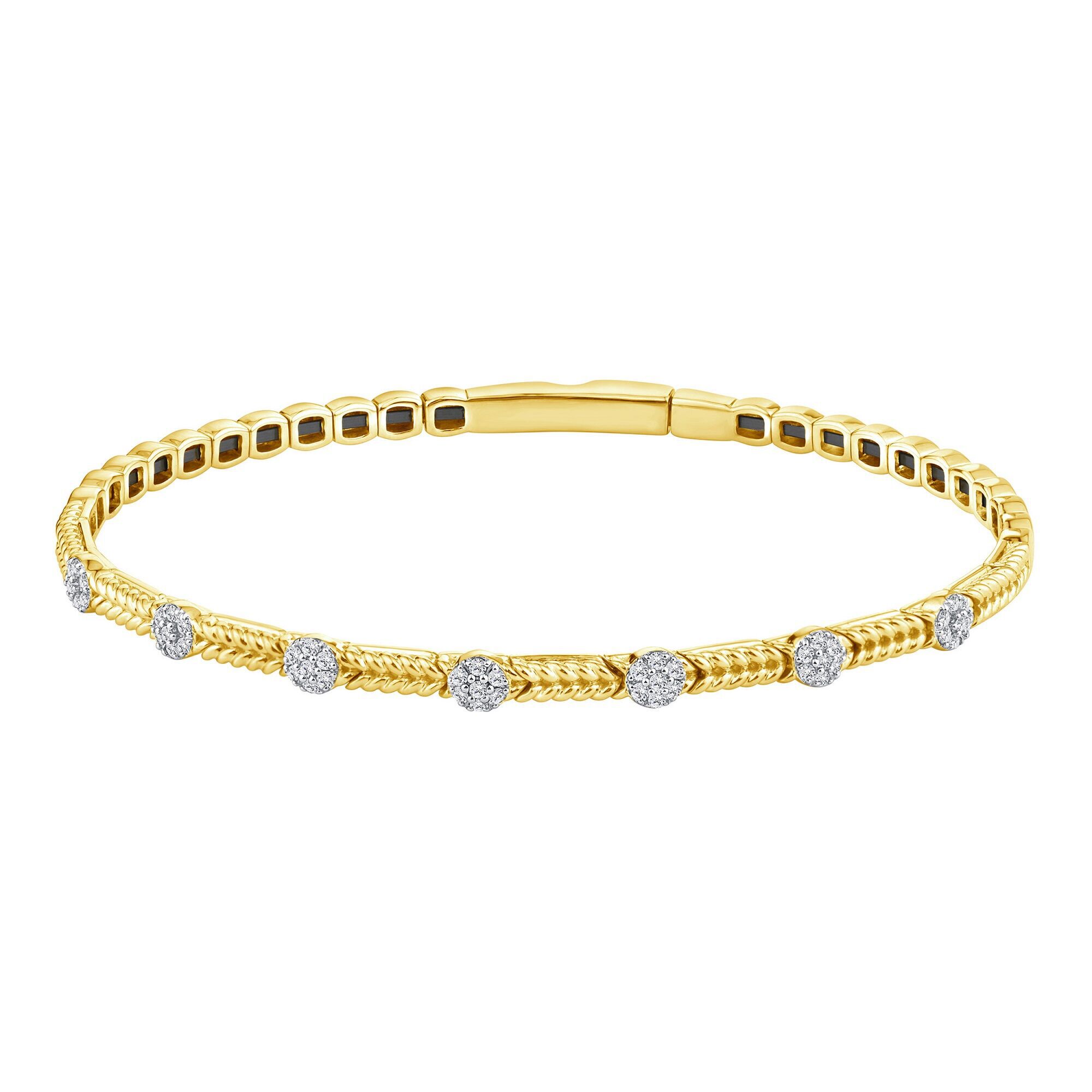 Dimond Flexible Bangle Bracelet in 10K Yellow Gold (1/3 ct. tw.)