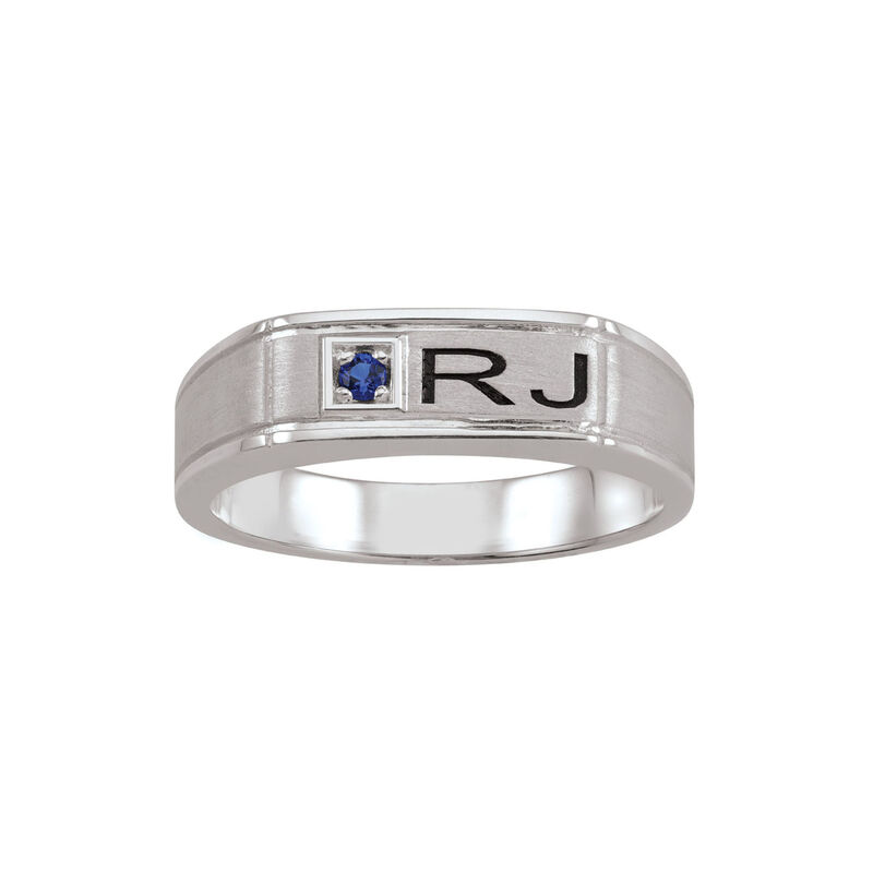 Men’s Initial Ring with Custom Gemstone