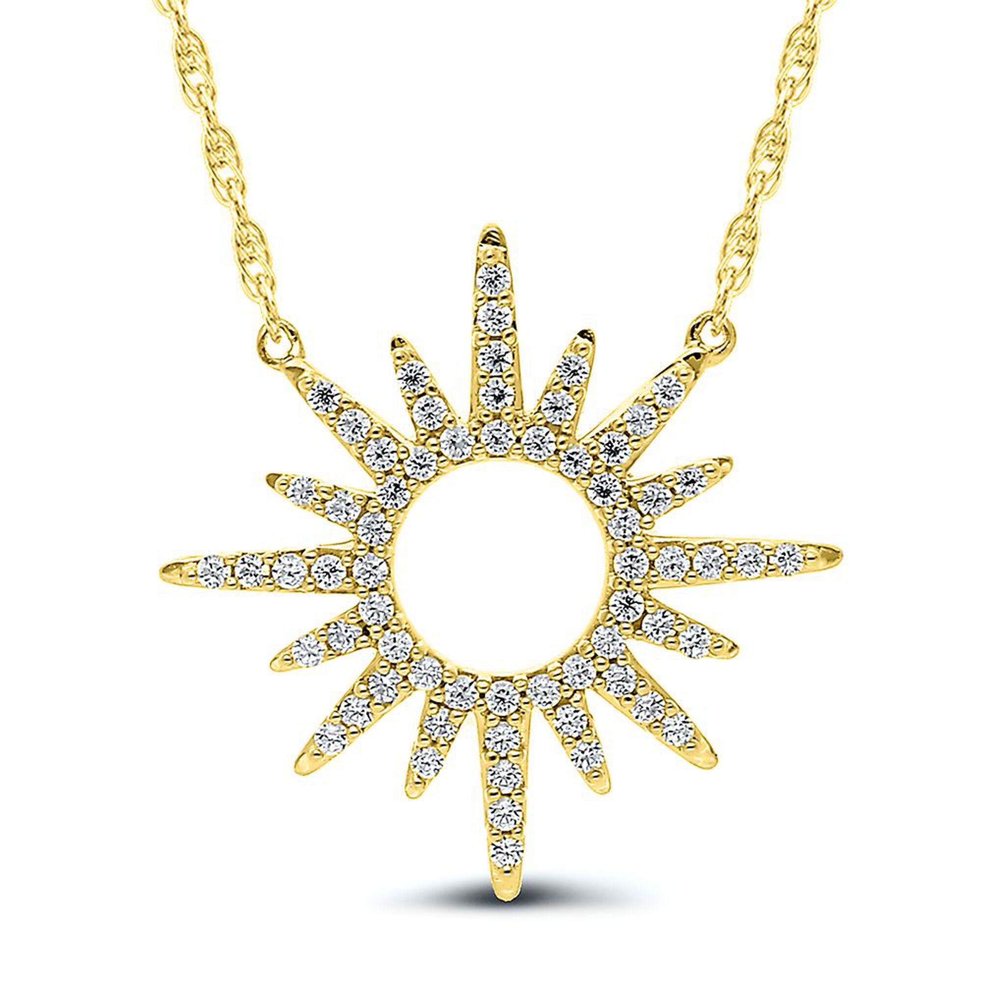 1/5 ct. tw. Diamond Sun Necklace in 10K Yellow Gold | Helzberg Diamonds