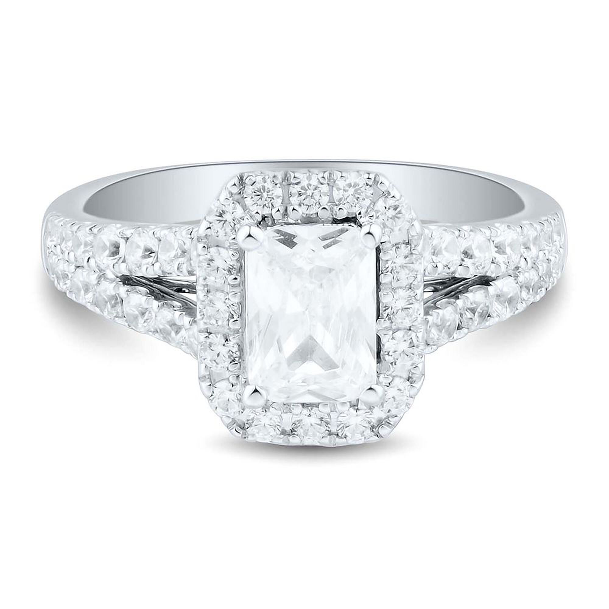 Helzberg Lab Grown Diamonds 2 ct. tw. Lab Grown Diamond Halo Engagement ...