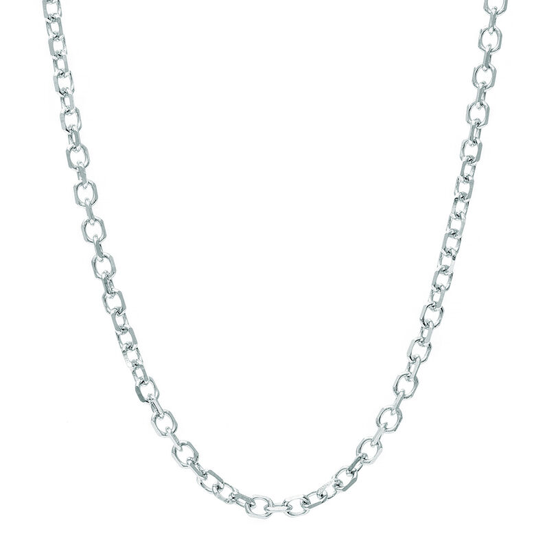 Solid Diamond-Cut Cable Chain in 14K White Gold