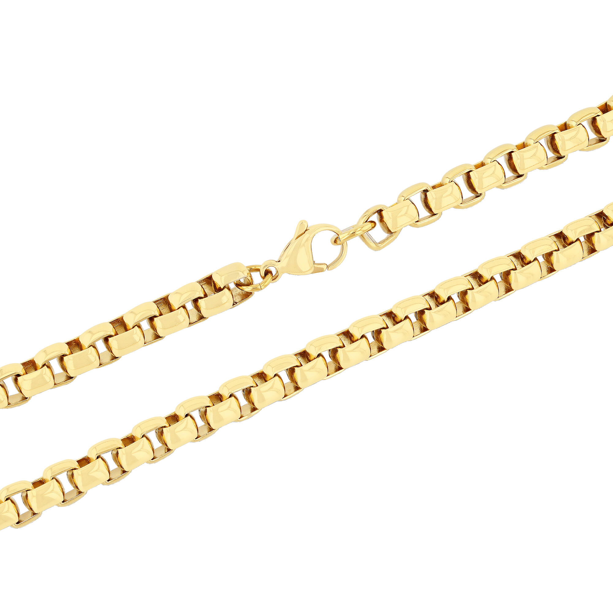 Round Box Link Chain in Yellow Ion-Plated Stainless Steel