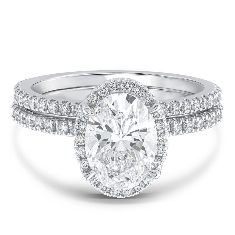Helzberg Lab Grown Diamonds Lab Grown Diamond Oval-Shaped Halo Bridal Set