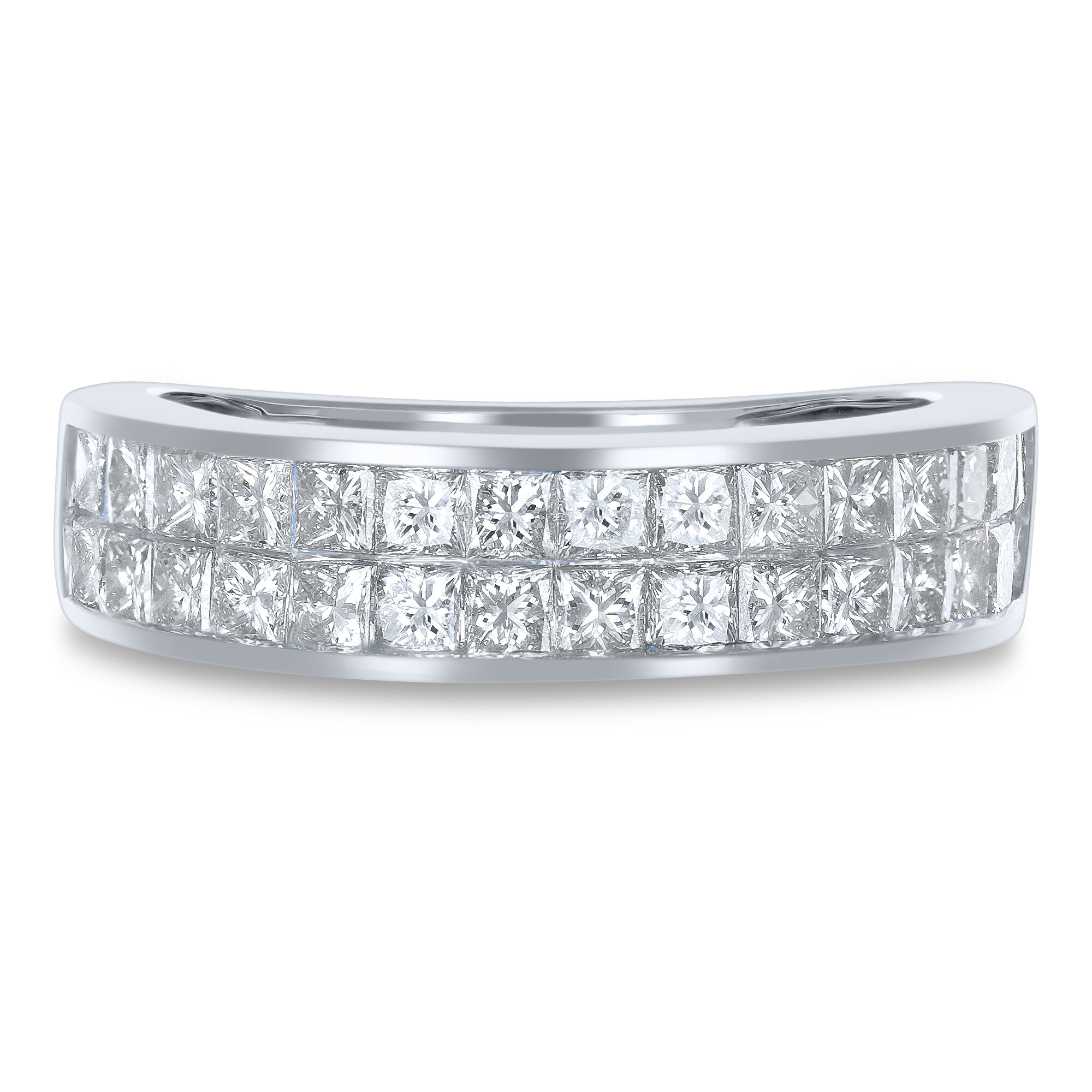 Princess-Cut Diamond Double Row Band in 10K Gold