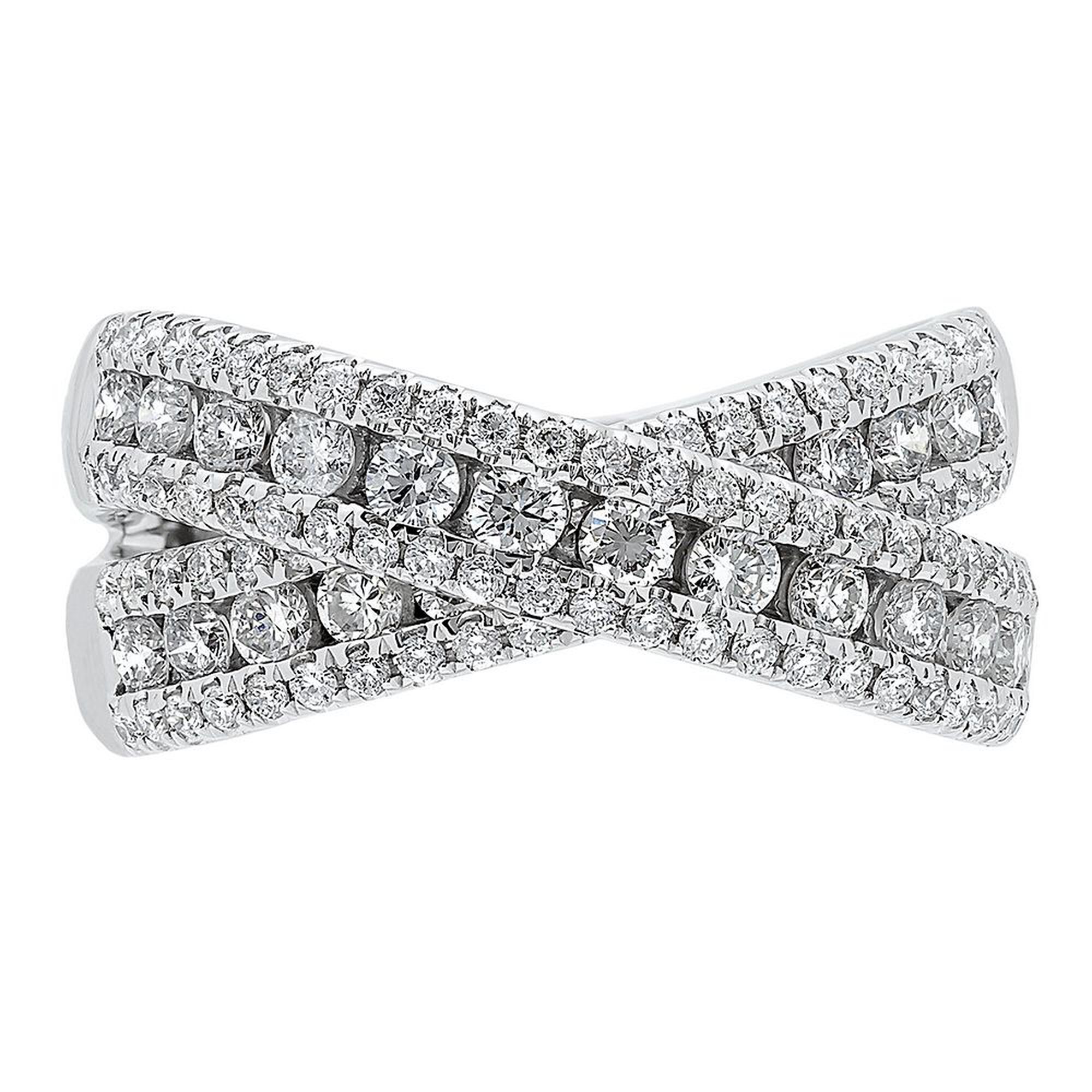 1 1/2 ct. tw. Diamond Crossover Ring in 14K White Gold | Helzberg Diamonds