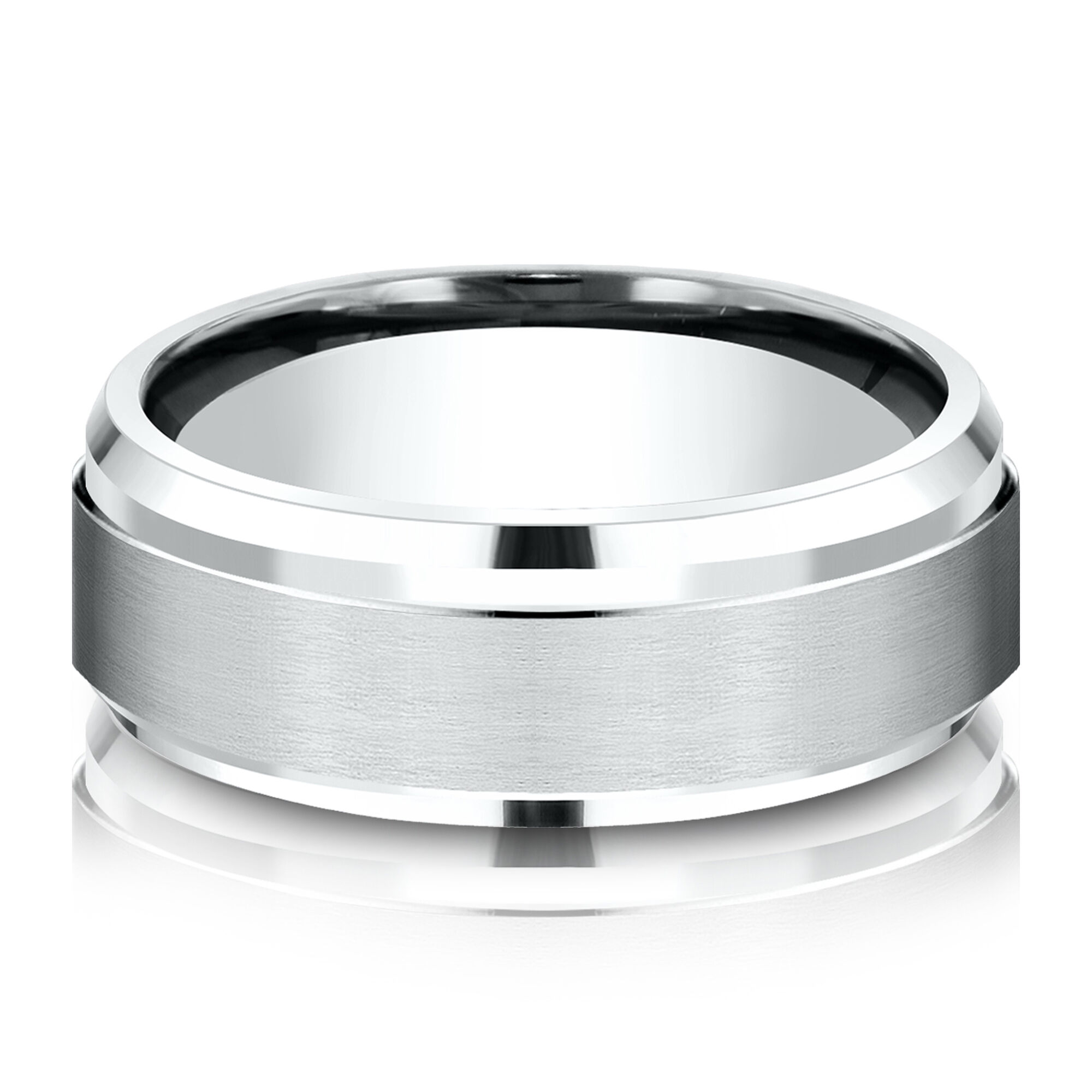 Men’s Bevel Edge Satin Wedding Band, 8MM