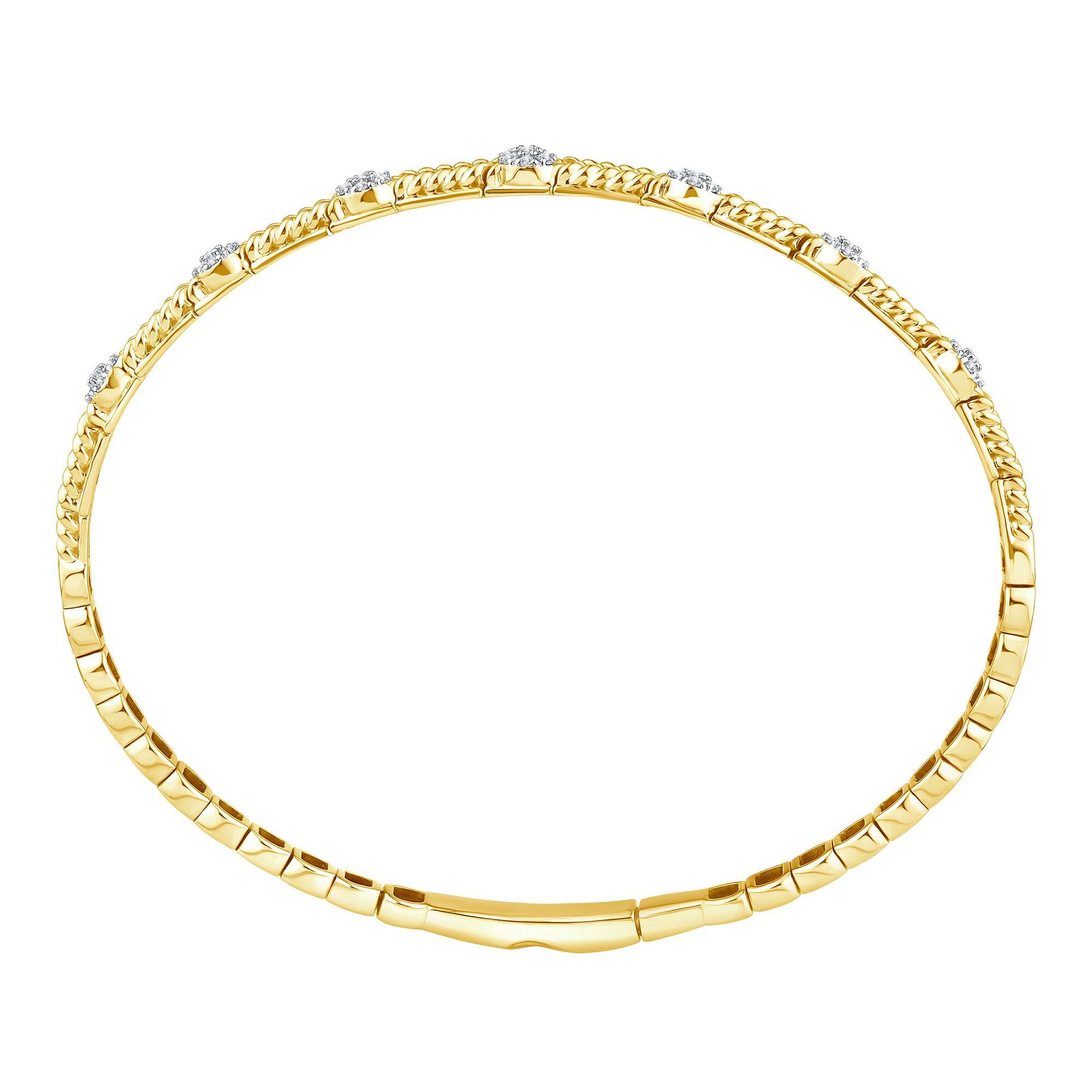Dimond Flexible Bangle Bracelet in 10K Yellow Gold (1/3 ct. tw.)