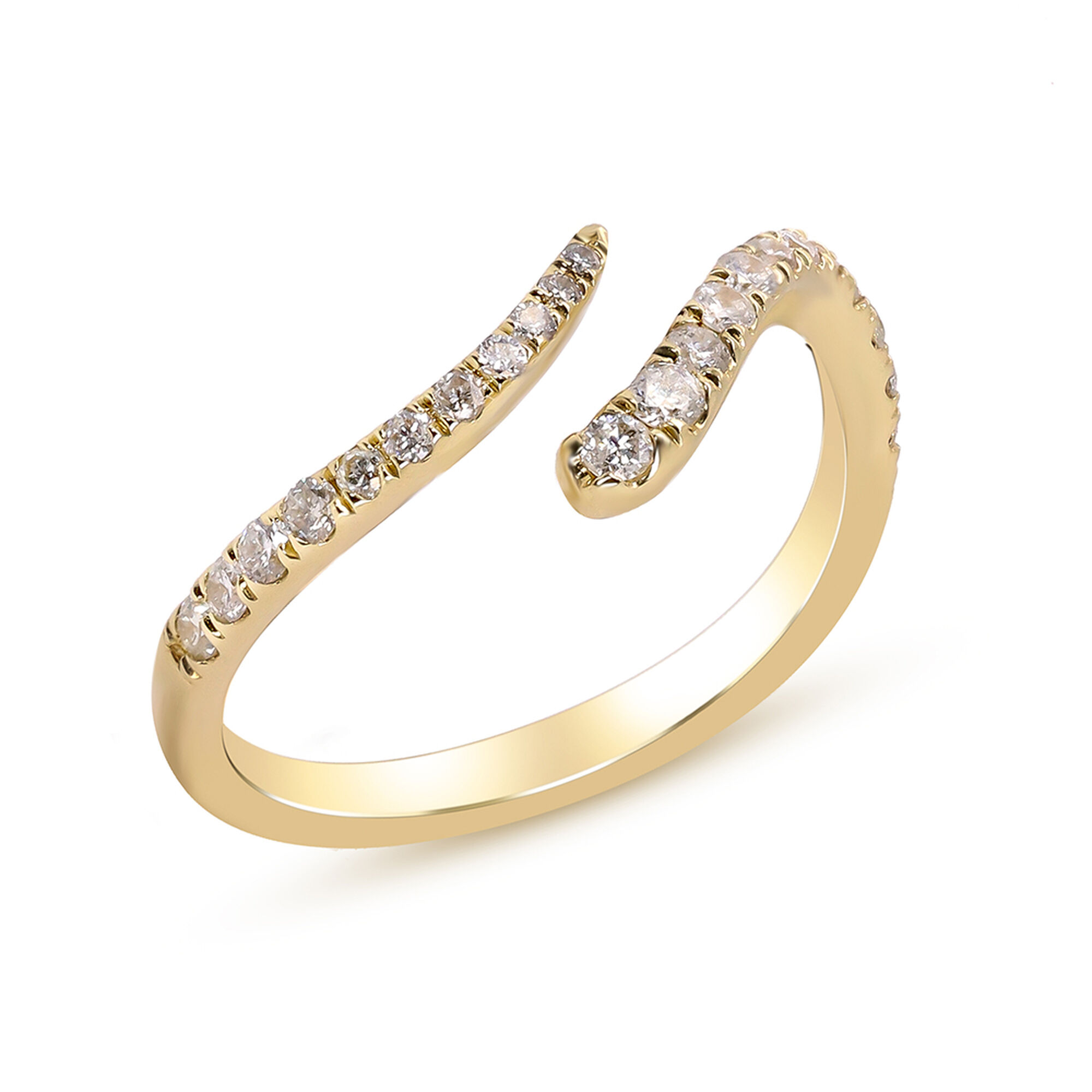 Open Bypass Ring with Diamonds in 10K Yellow Gold