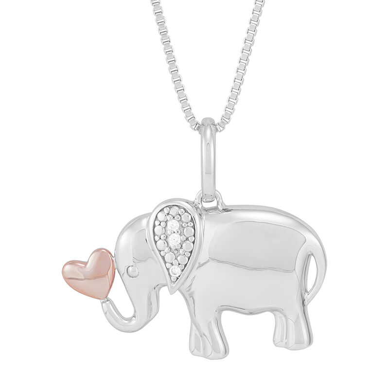 I Am Loved Diamond Accent Elephant Pendant
