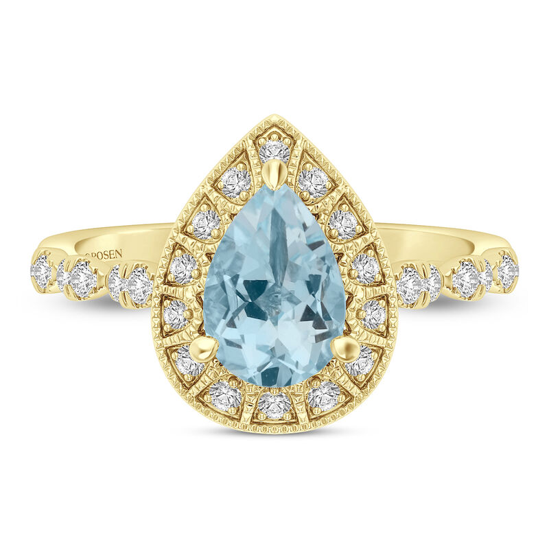 Zac Posen Pear-Shaped Blue Topaz and Diamond Engagement Ring