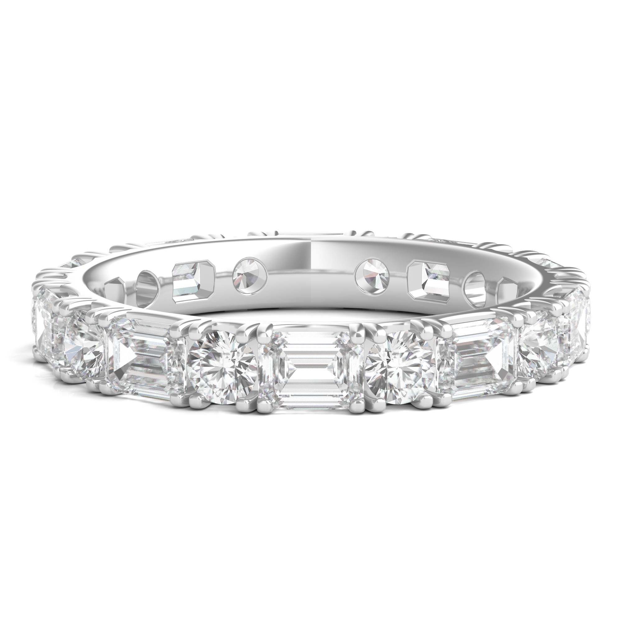 Round and Emerald-Cut Lab Grown Diamond Eternity Band in 14K Gold (3 ct ...