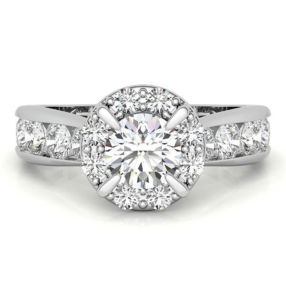 7/8 ct. tw. Diamond Halo Engagement Ring in 14K Gold | Helzberg Diamonds