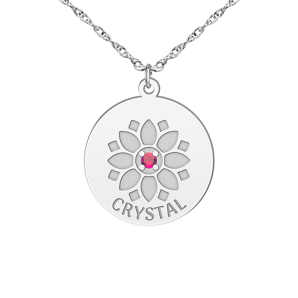 Personalized Engraved Pendant with Custom Gemstone