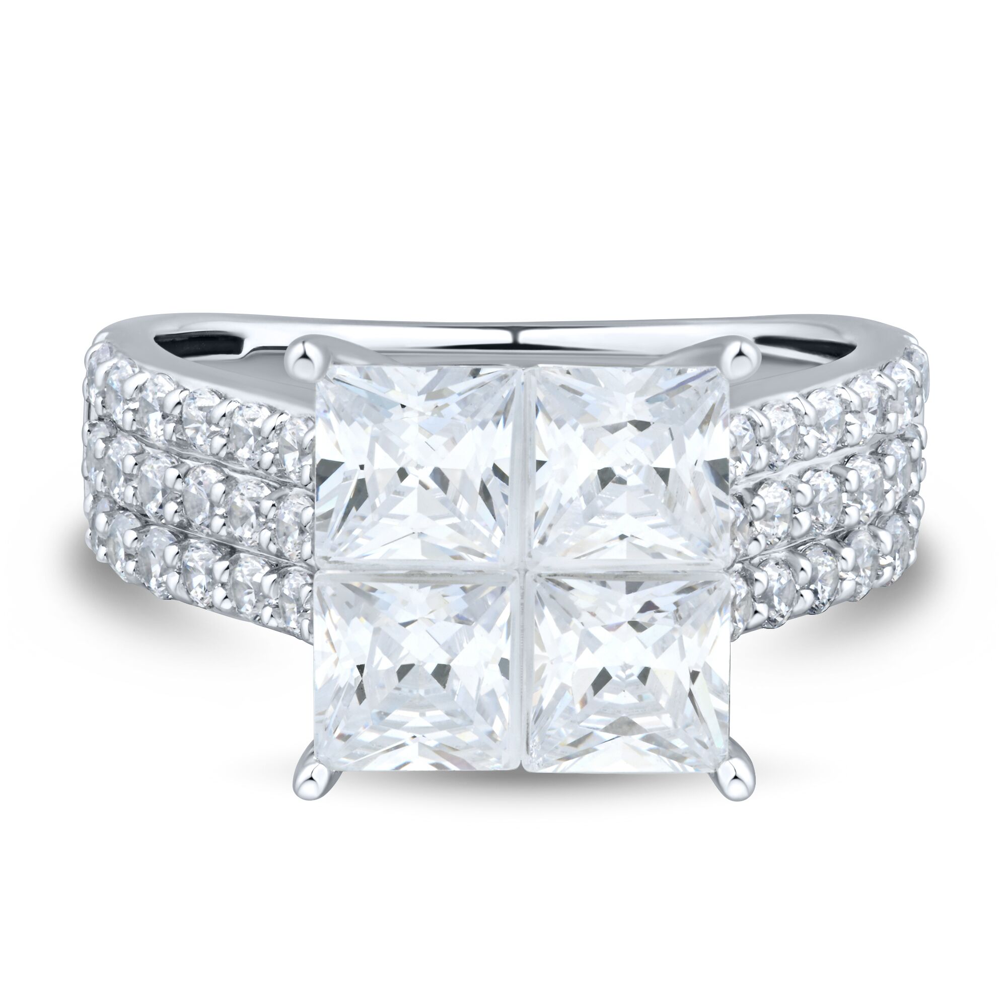 Lab Grown Diamond Composite Engagement Ring in 10K White Gold (4 ct. tw.)