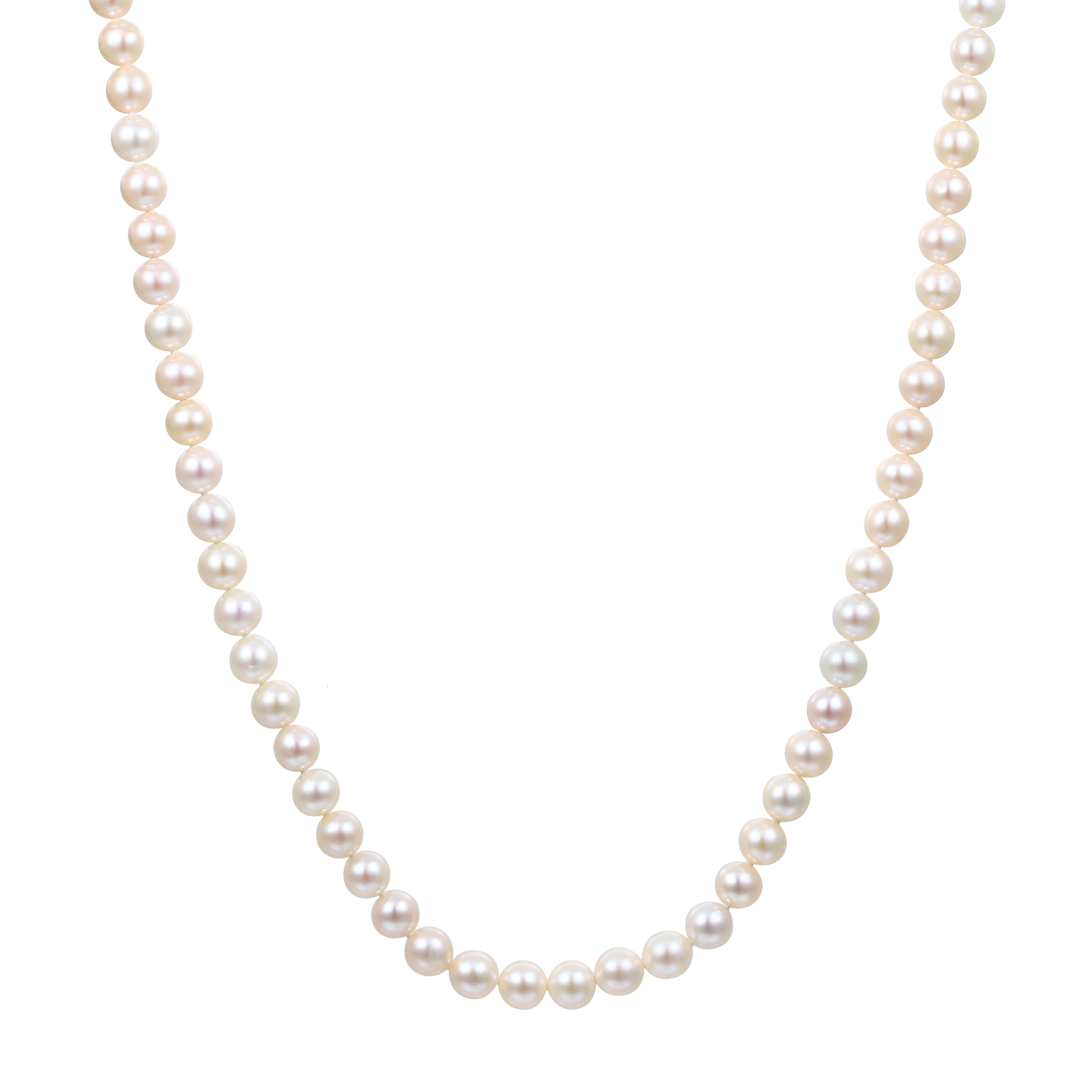 White Freshwater Cultured Pearl Strand Necklace in Sterling Silver, 8mm ...