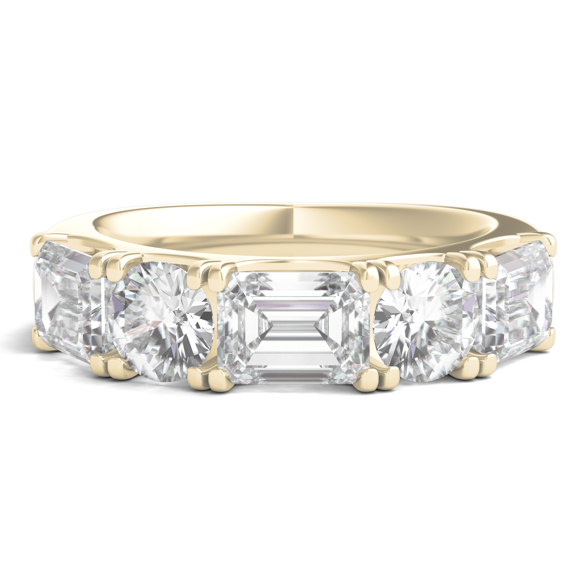 Round & Emerald-Cut Lab Grown Diamond Five-Stone Band